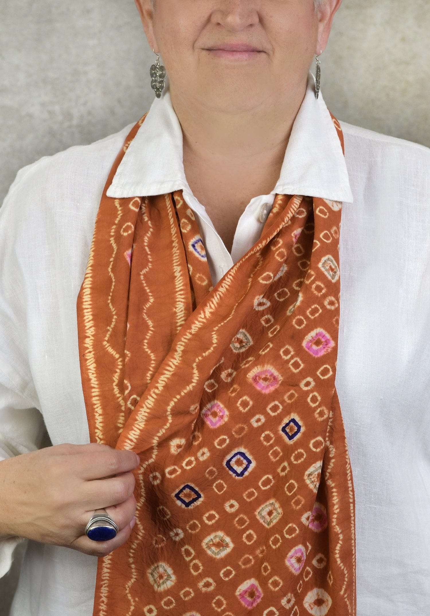 Indonesian Hand-Dyed Silk Scarf in Brown