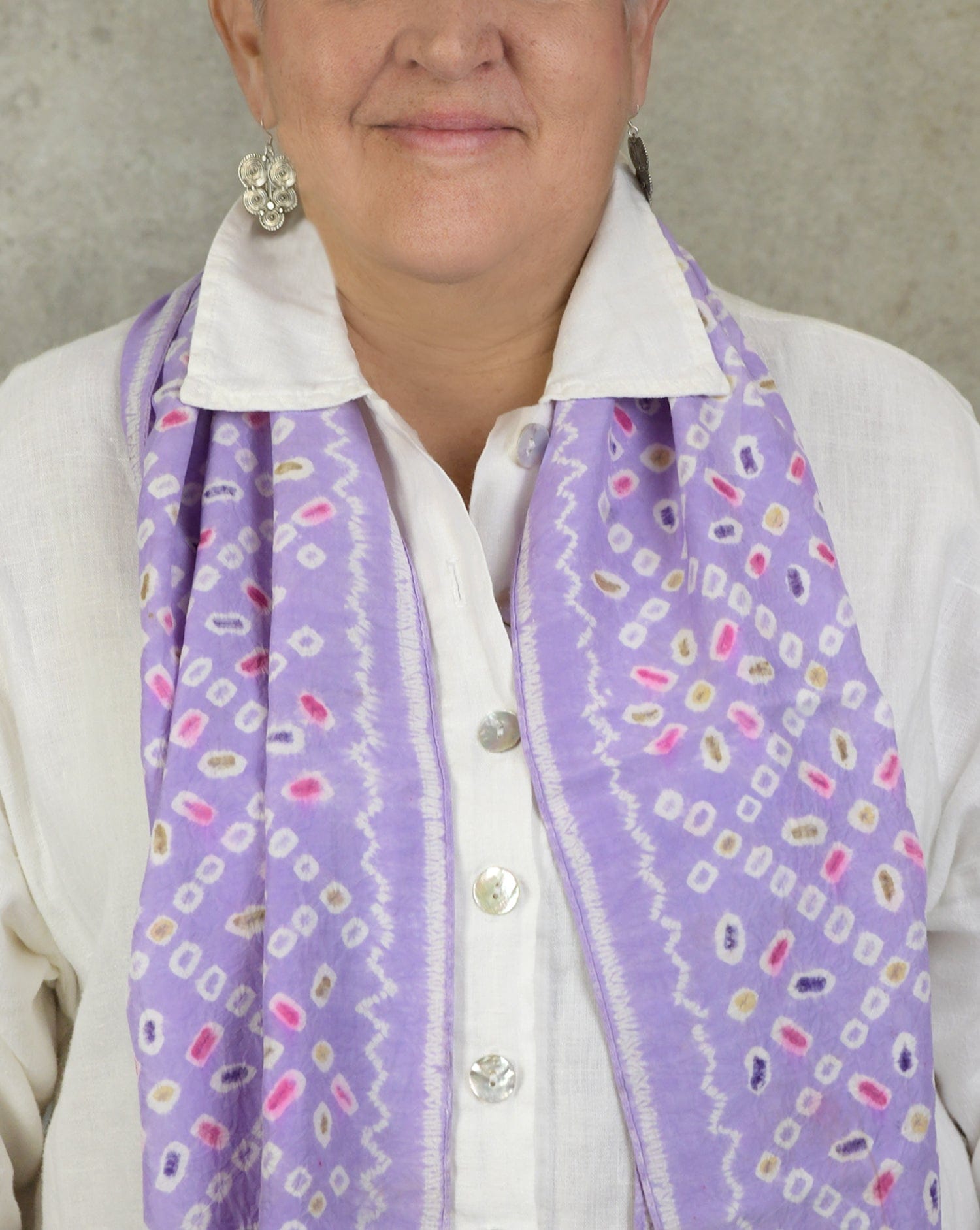 Indonesian Hand-Dyed Silk Scarf in Lavender