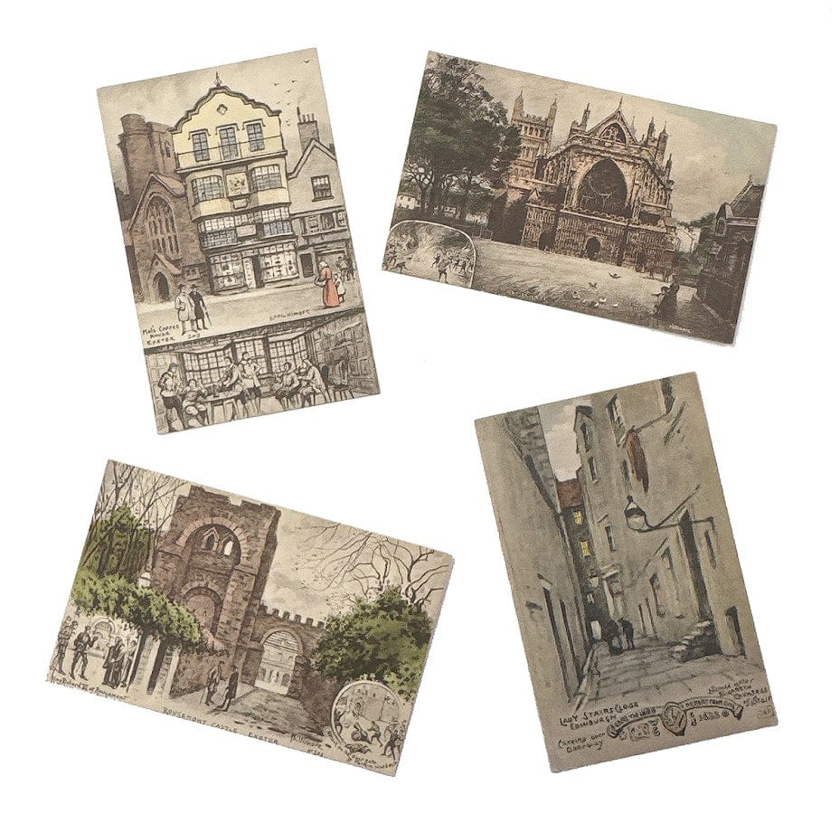 Vintage Exeter Postcard Collage Pack (4 pcs) | Ephemera for Art Journals