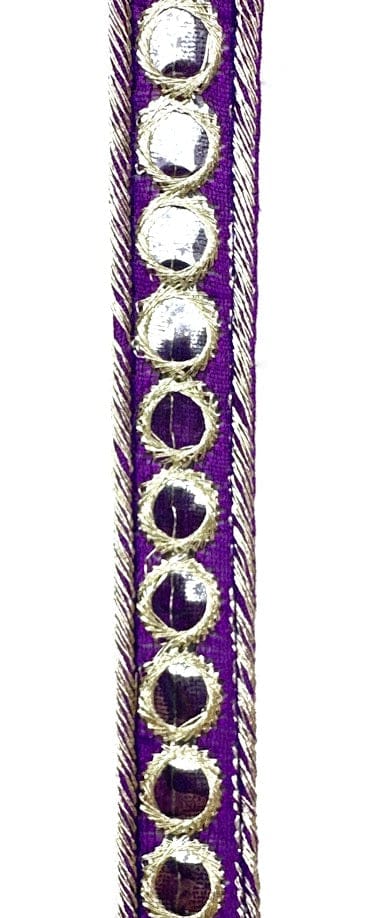 Embroidered Indian Trim with Mirror Circles
