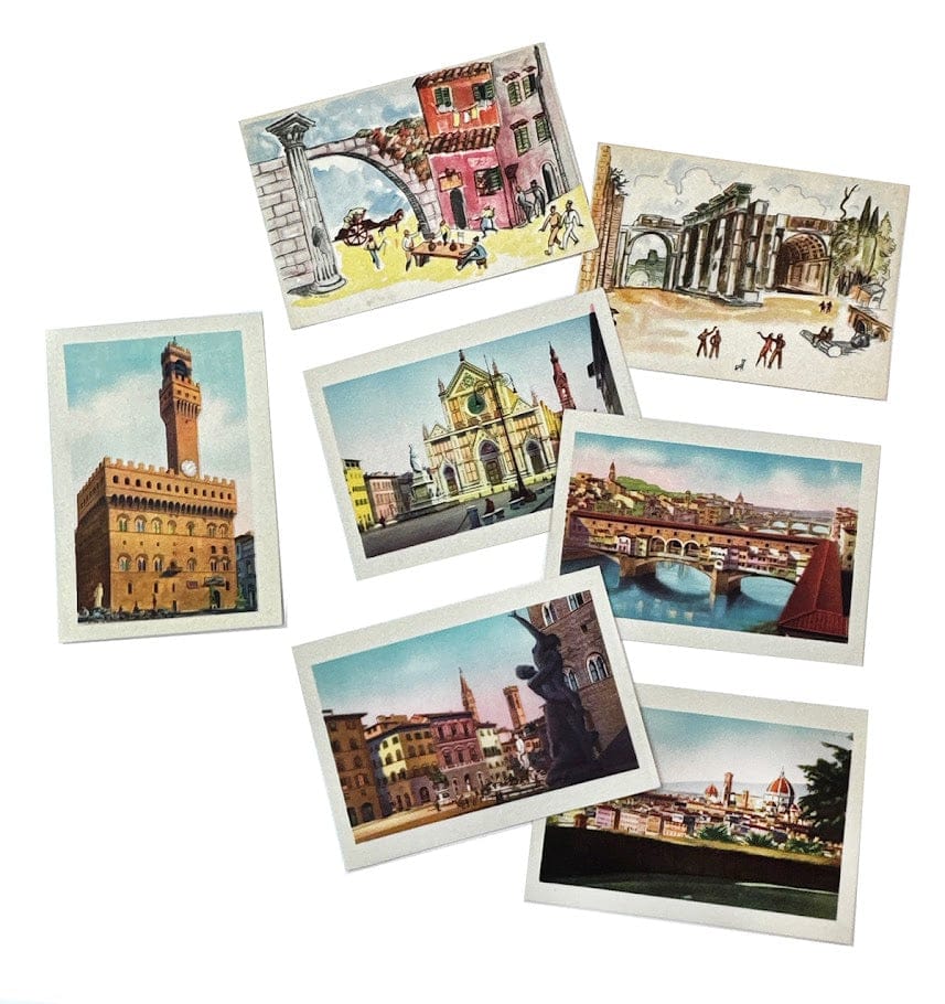 Vintage Florence Postcard Collage Pack (1943, 7 pcs) | WWII Era Ephemera
