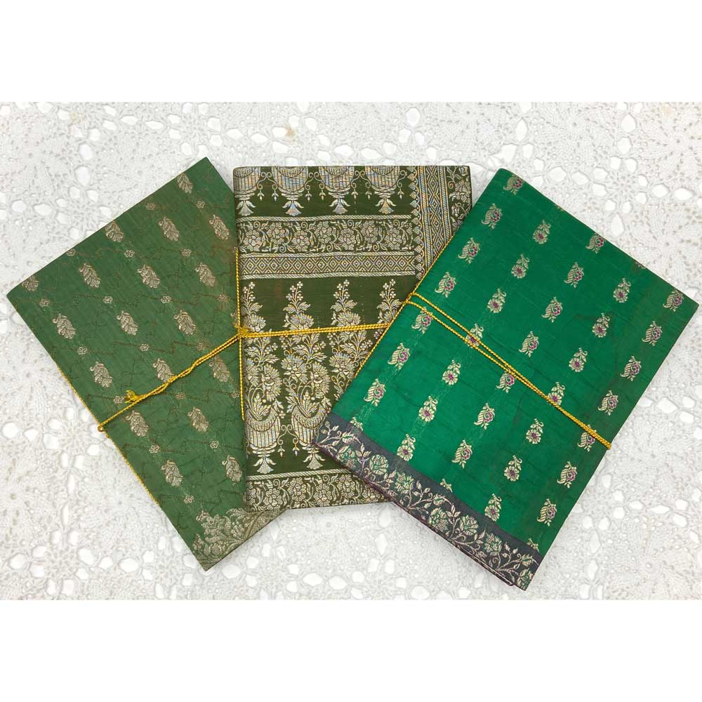 Large Green Sari Covered Handmade Paper Journal – Artistic Artifacts