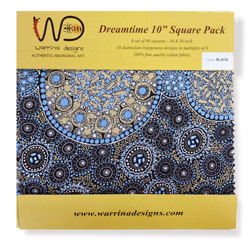 Dreamtime 10 Square Fabric Pack in Black